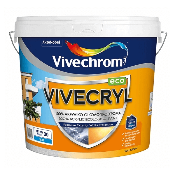 Vivechrom Vivecryl Eco Πλαστικό Χρώμα Ακρυλικό Οικολογικό για Εξωτερική ...