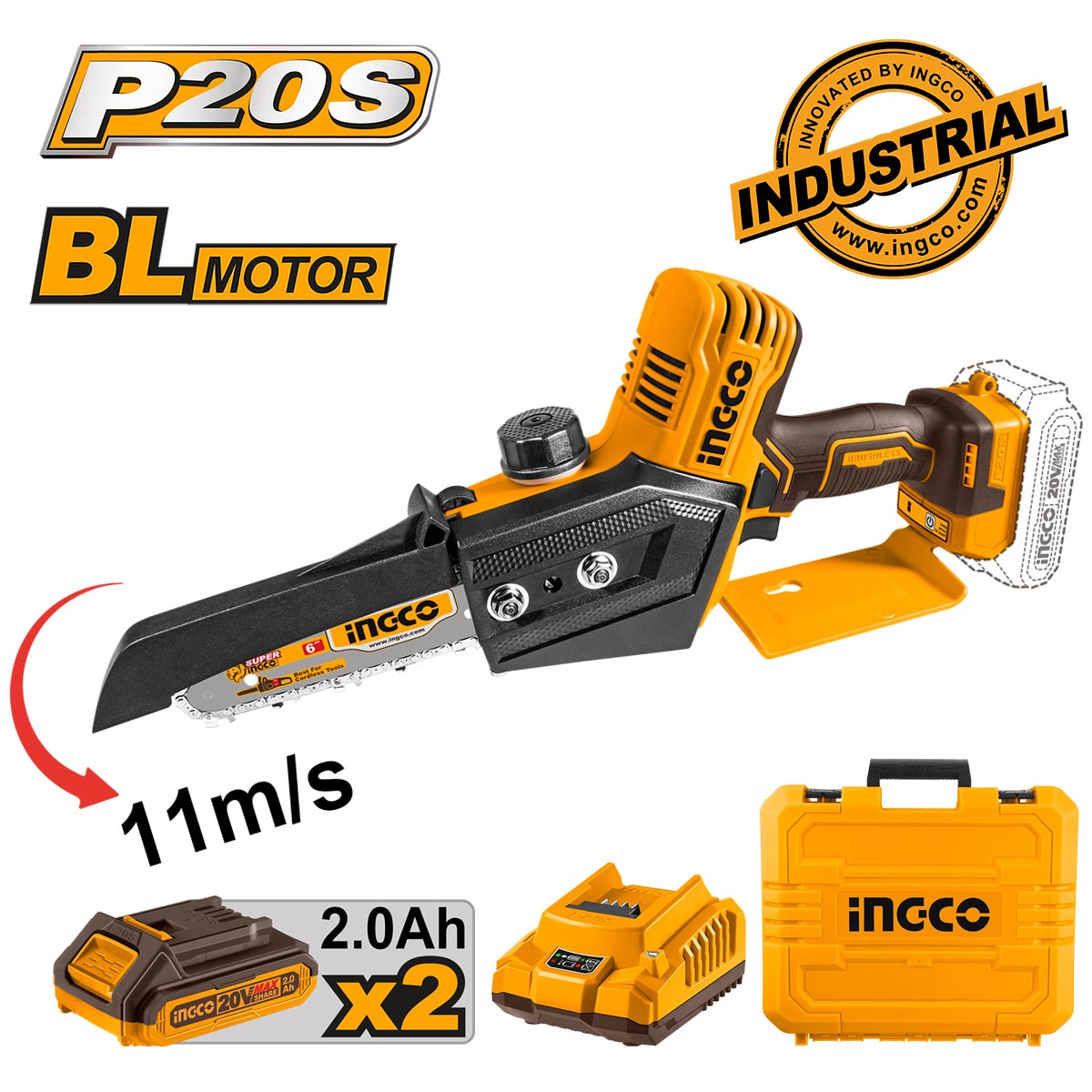 Μίνι Αλυσοπρίονο Μπαταρίας 20V Li-Ion με 6"/15cm Λάμα INGCO | Καζάντζας ...